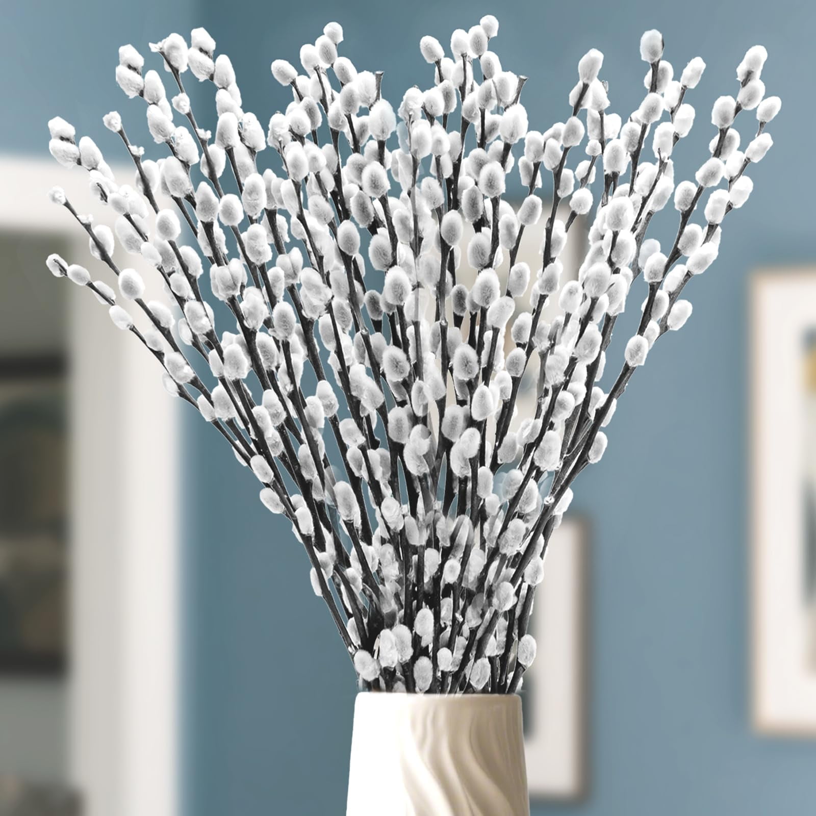 Oning 35 Pcs 16-Inch Real Willow Branches - Natural White Snow Willow ...