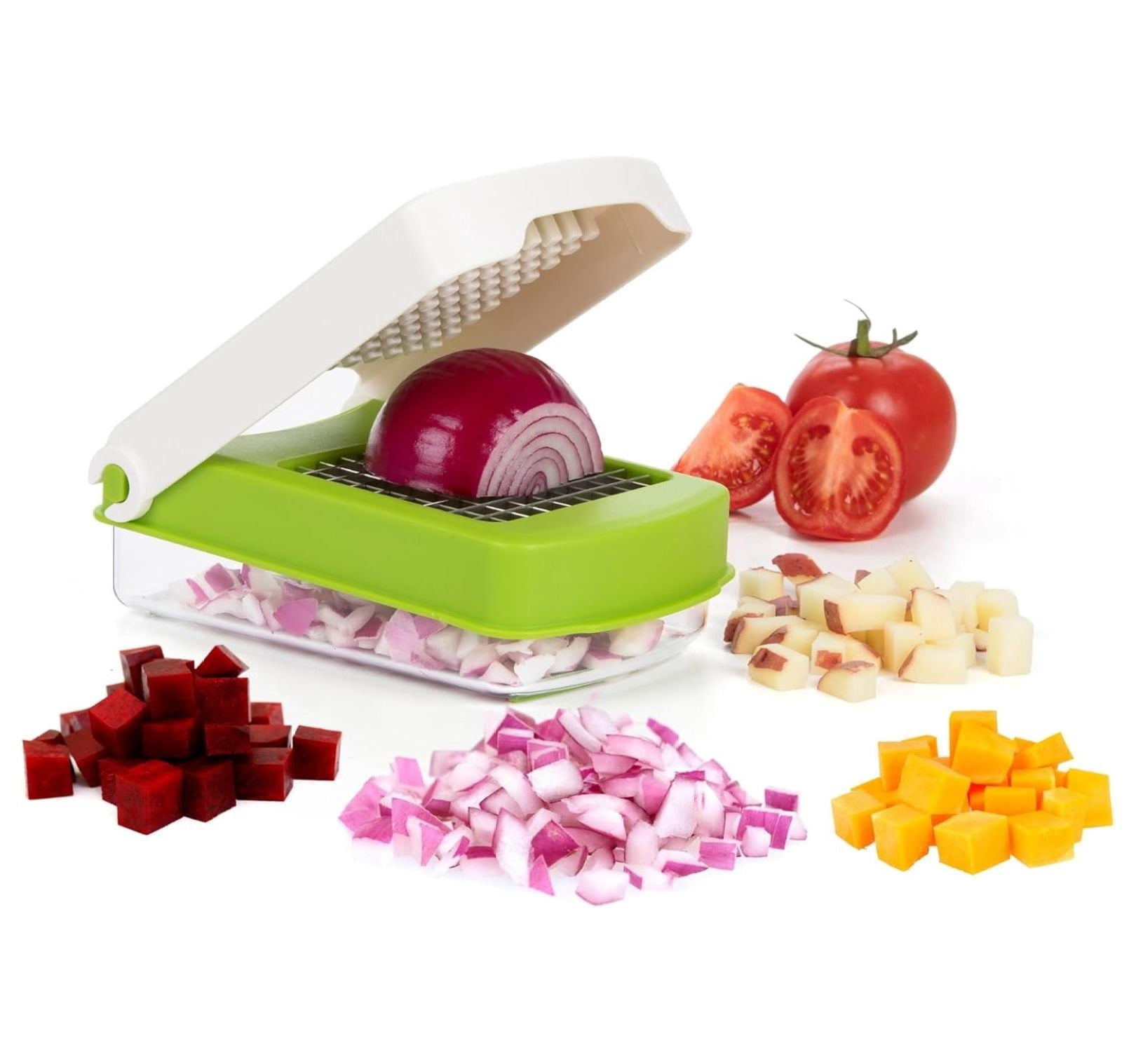 Onion Chopper - One-Push Dicing - Stainless Steel Blades - 500ml ...