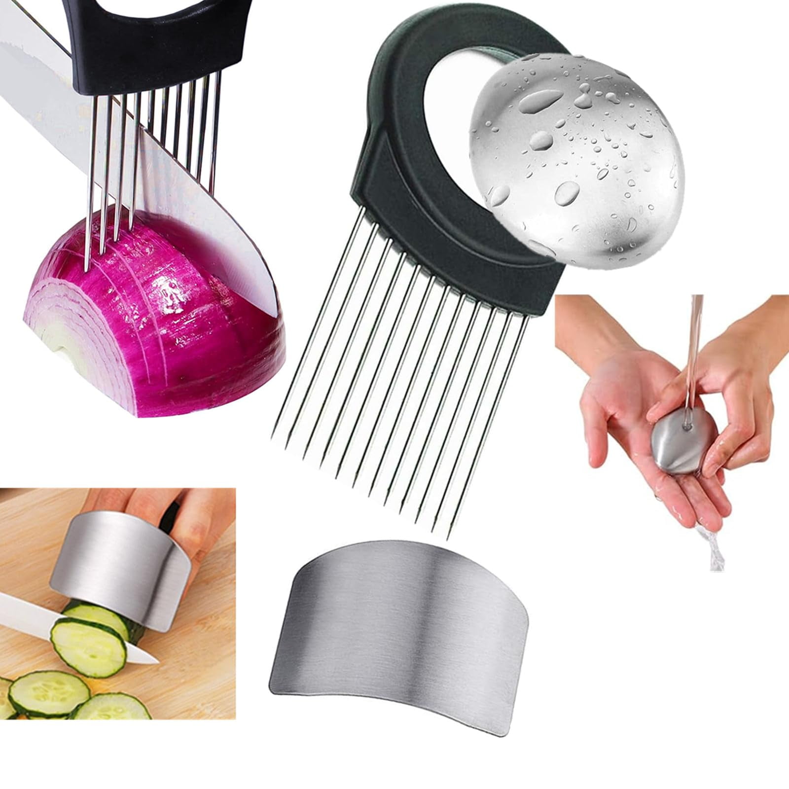 Onion Holder Slicer kit Onion Cutter Vegetable Chopper, Odor Remover ...