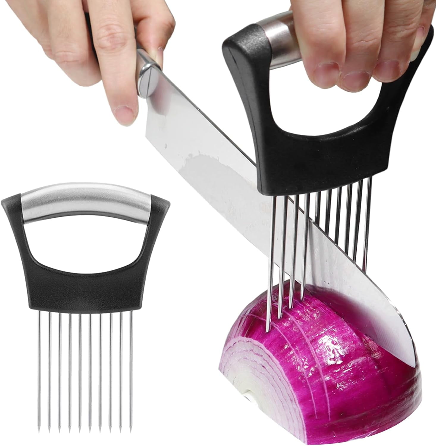 Onion Holder for Slicing, Onion Cutter Vegetable Chopper, Stainless ...