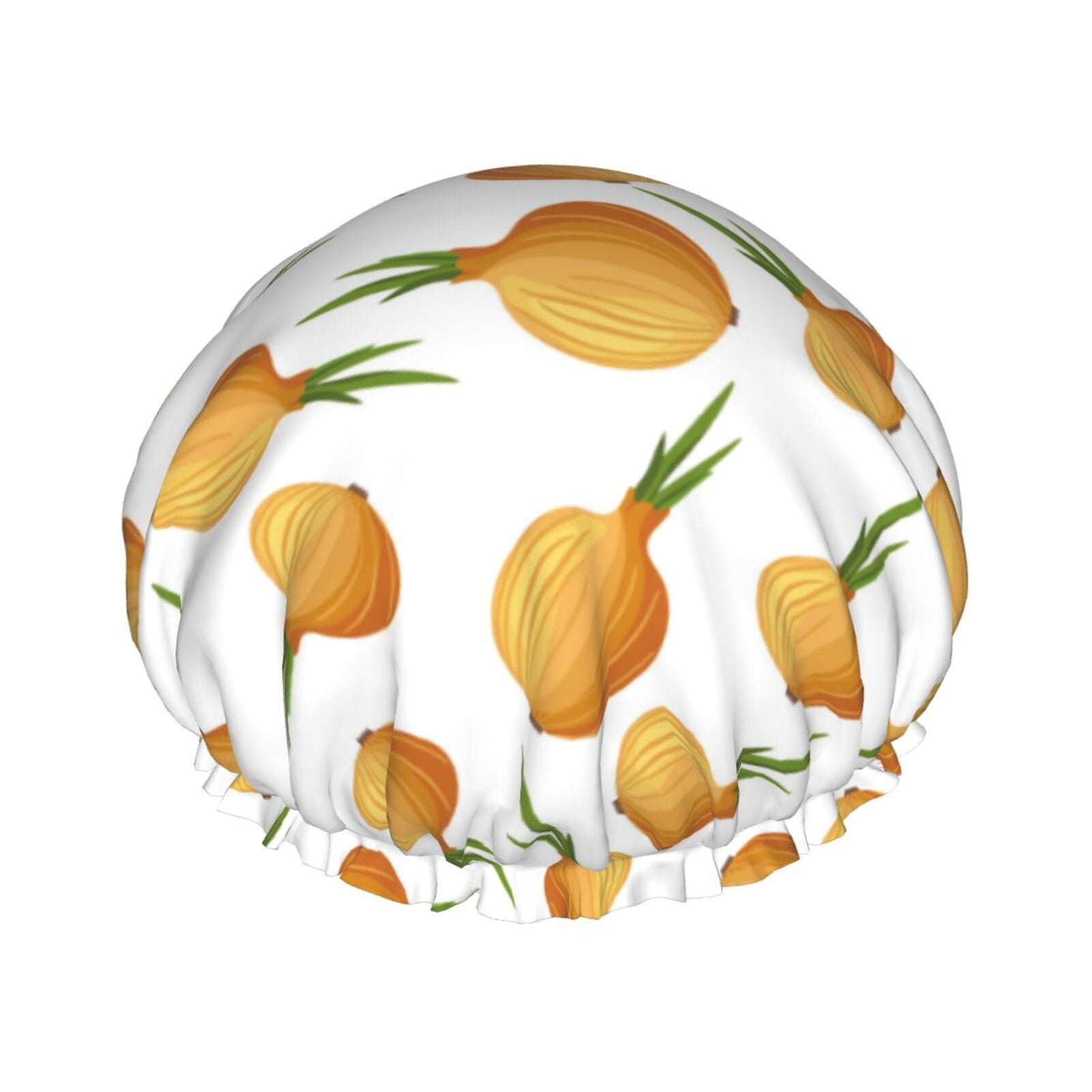 Onion Pattern yellow Shower Cap, Reusable Bath Hair Hat for all Hair ...
