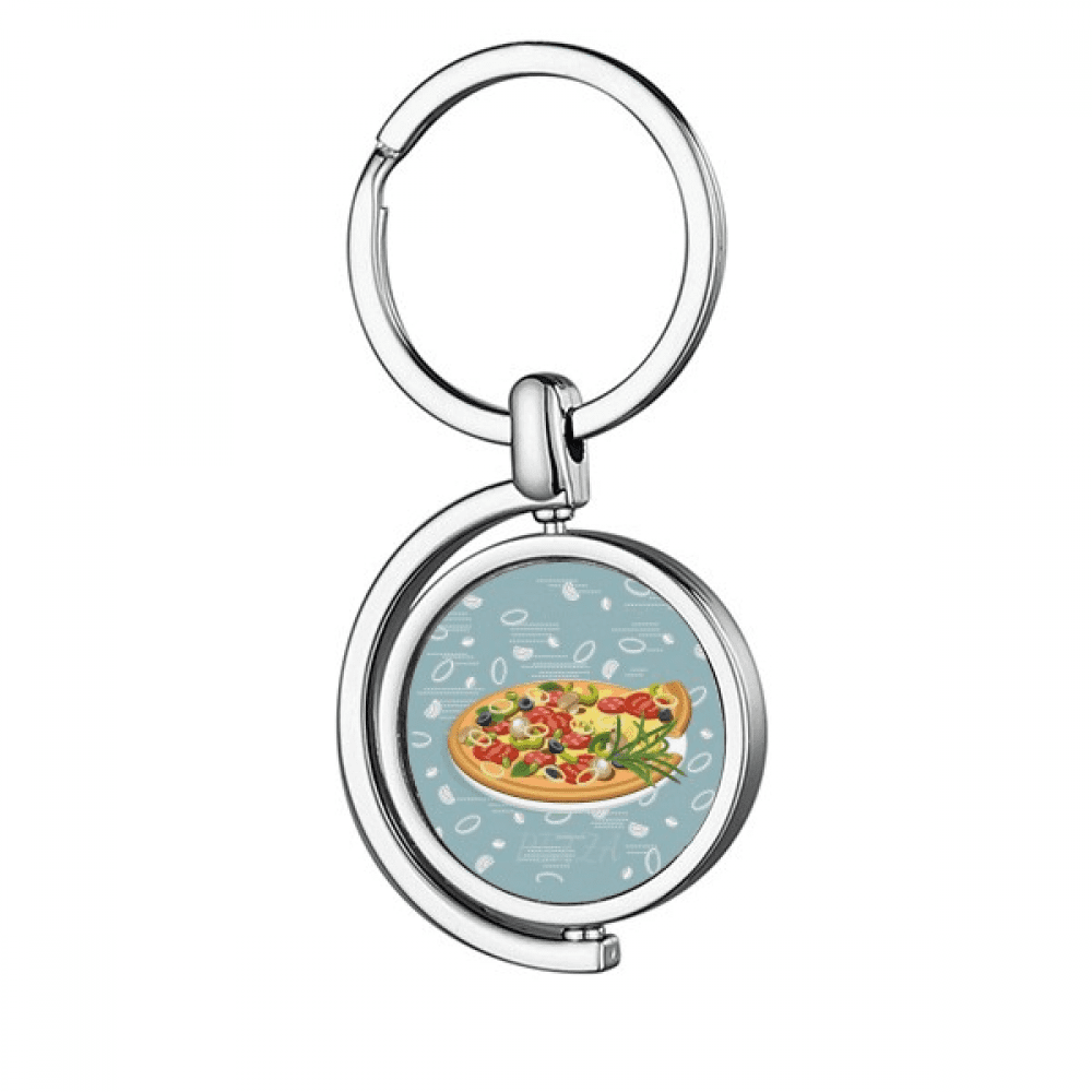 Onion Pizza Italy Tomato Foods Rotating Keychain Metal Keyring Holder ...