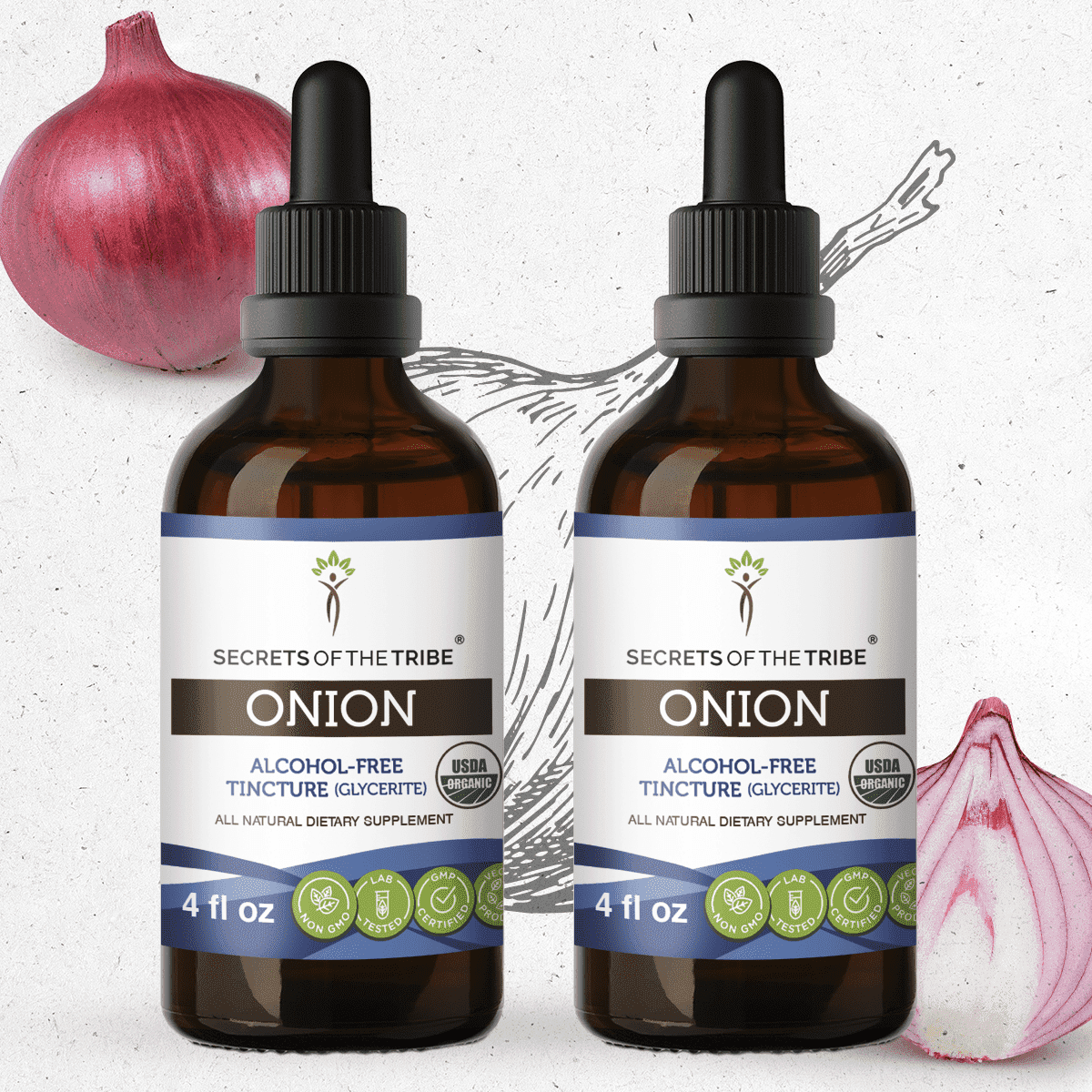 Secrets Of The Tribe Onion Organic Tincture Dietary Supplement, Natural ...