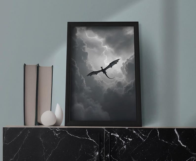Onix Storm - Dragon flying under a storm, with lightning canvas. Fourth ...