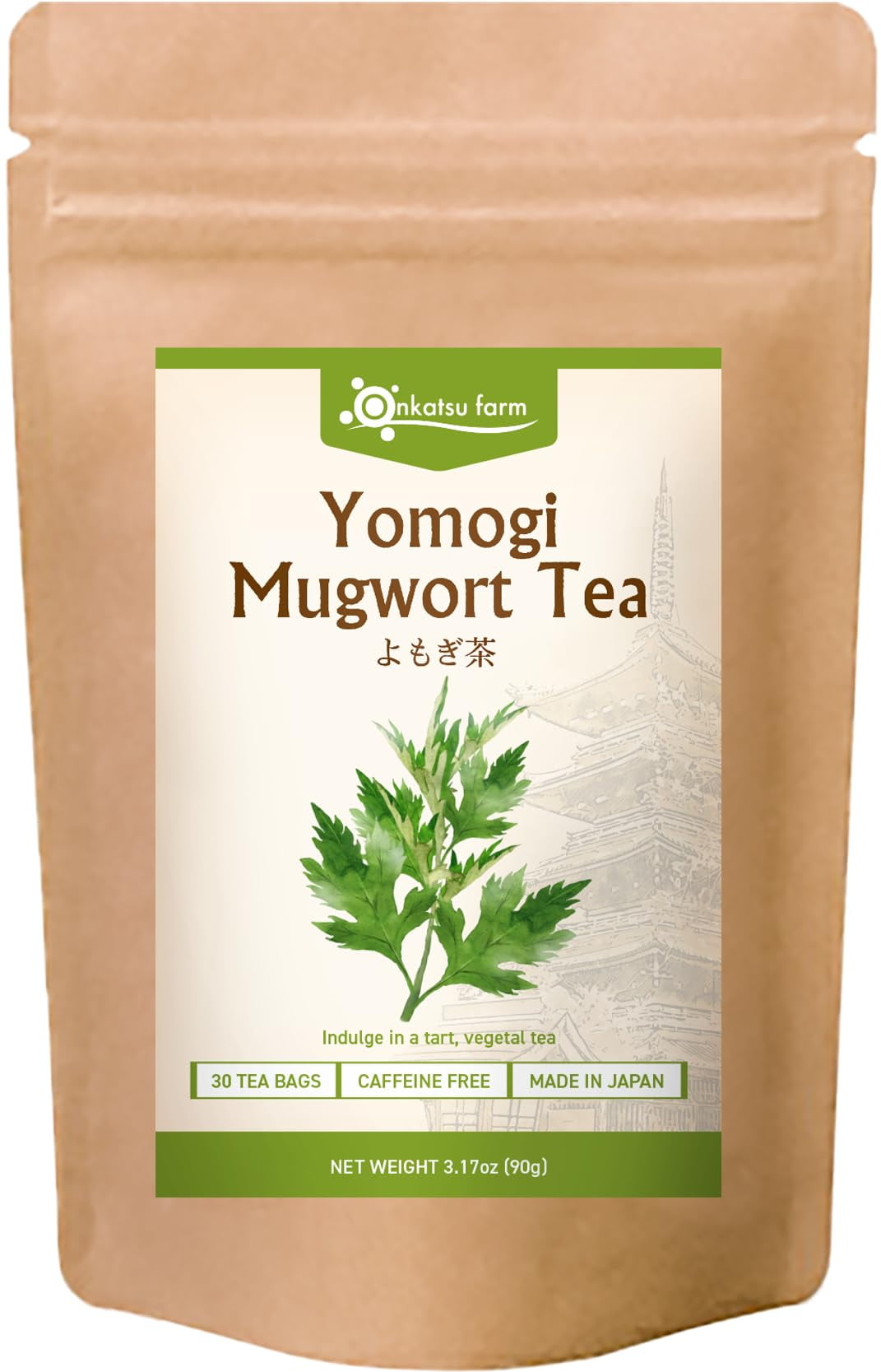 [Onkatsu Farm] Yomogi Japanese Mugwort Tea - 30 Count Pyramid Tea Bags ...