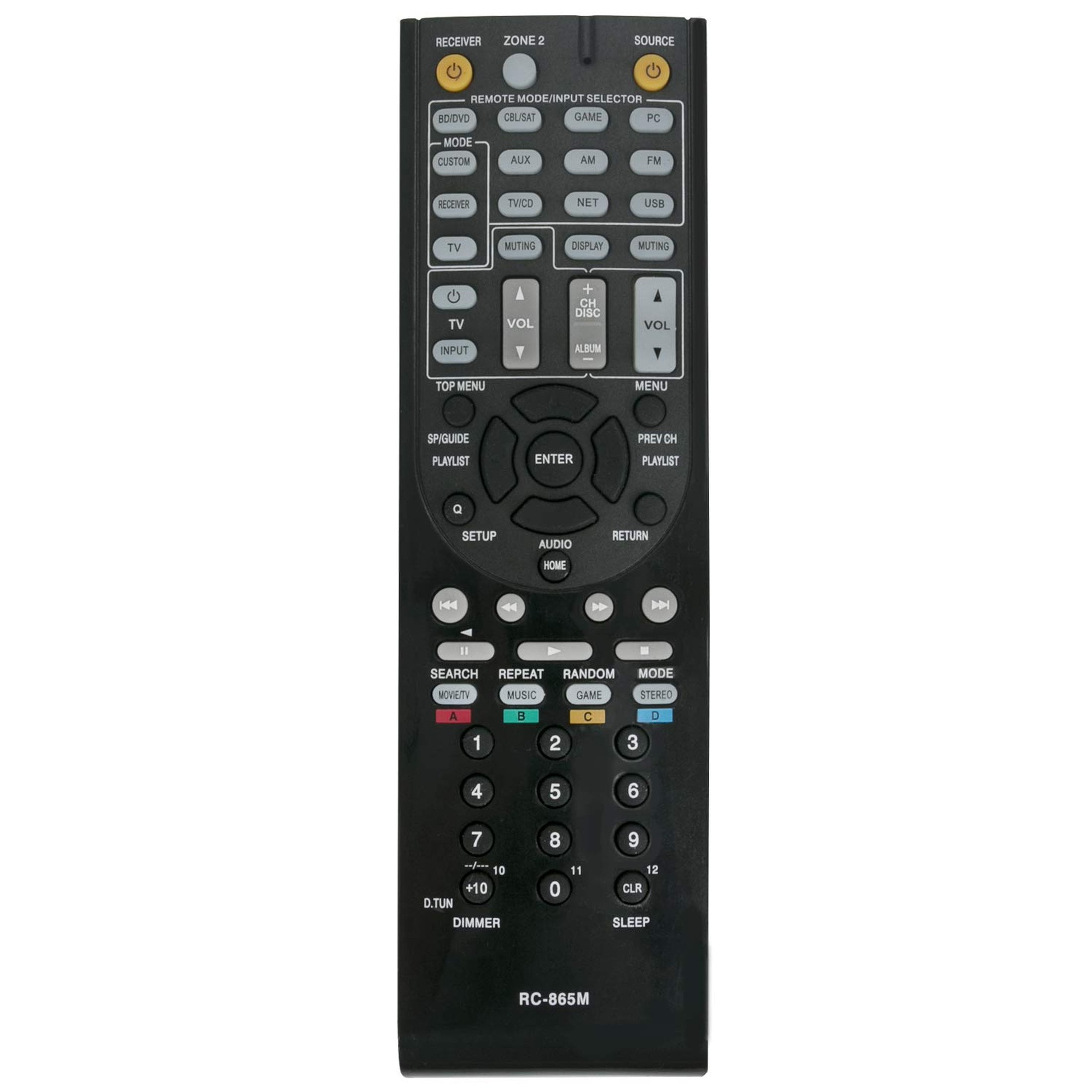 Onkyo AV Receiver Replacement Remote Control RC-865M RC-866M - Walmart.com
