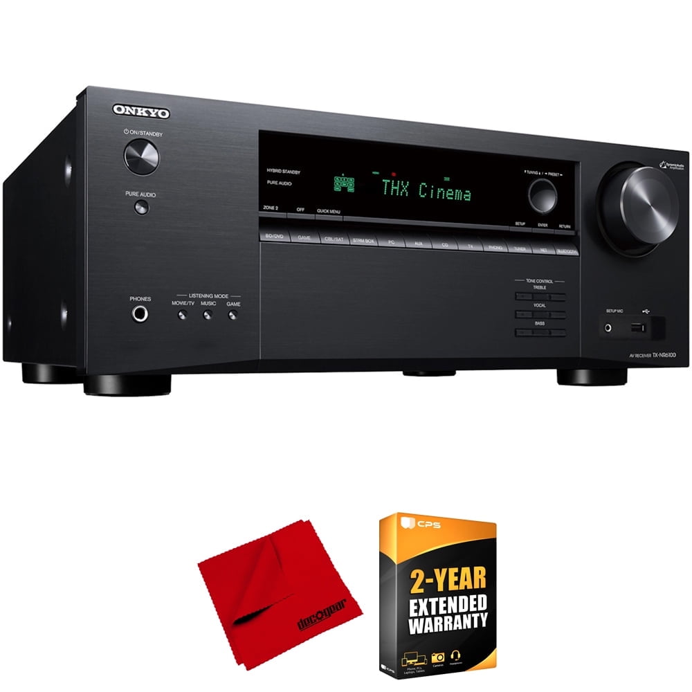 Onkyo TX-NR6100 7.2-Channel THX Certified AV Receiver Bundle with 2 YR CPS Enhanced Protection ...