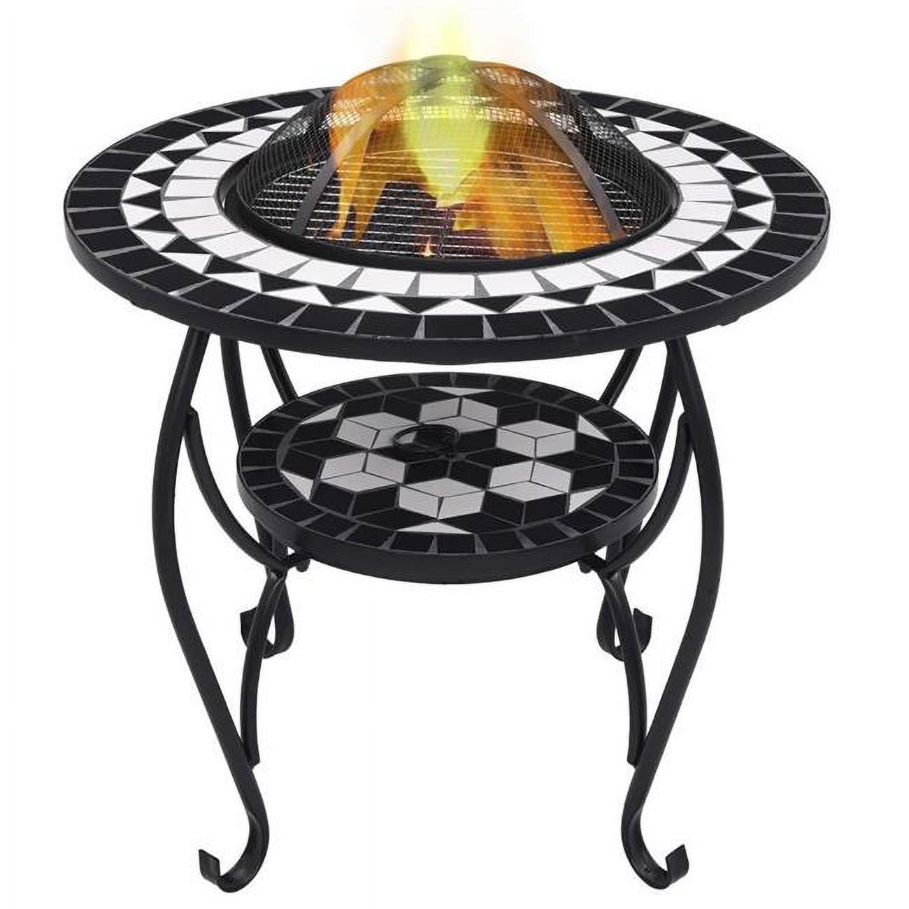Online Gym Shop CB23235 26 in. Outdoor Ceramic Fire Pit, Black & White ...