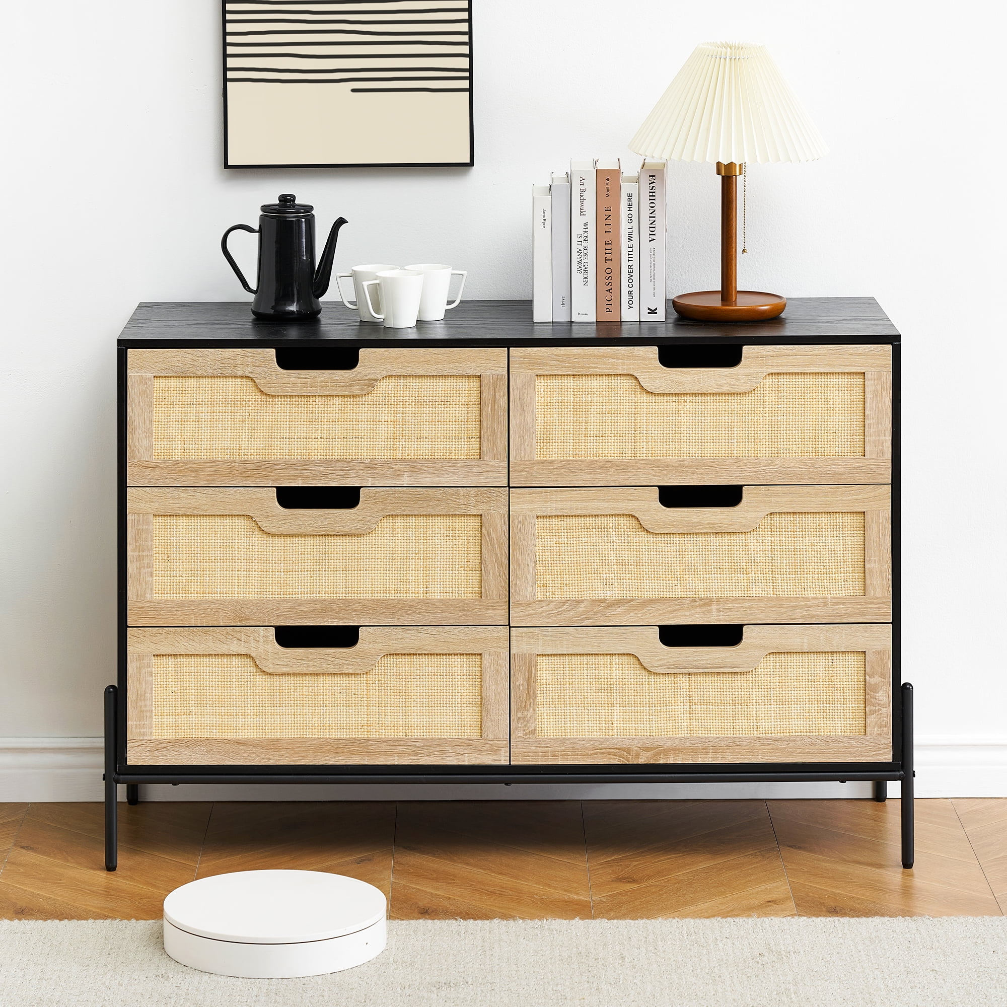 Online Offers Chic 6 Drawer Dresser – 47'' Farmhouse Chest of Drawers ...