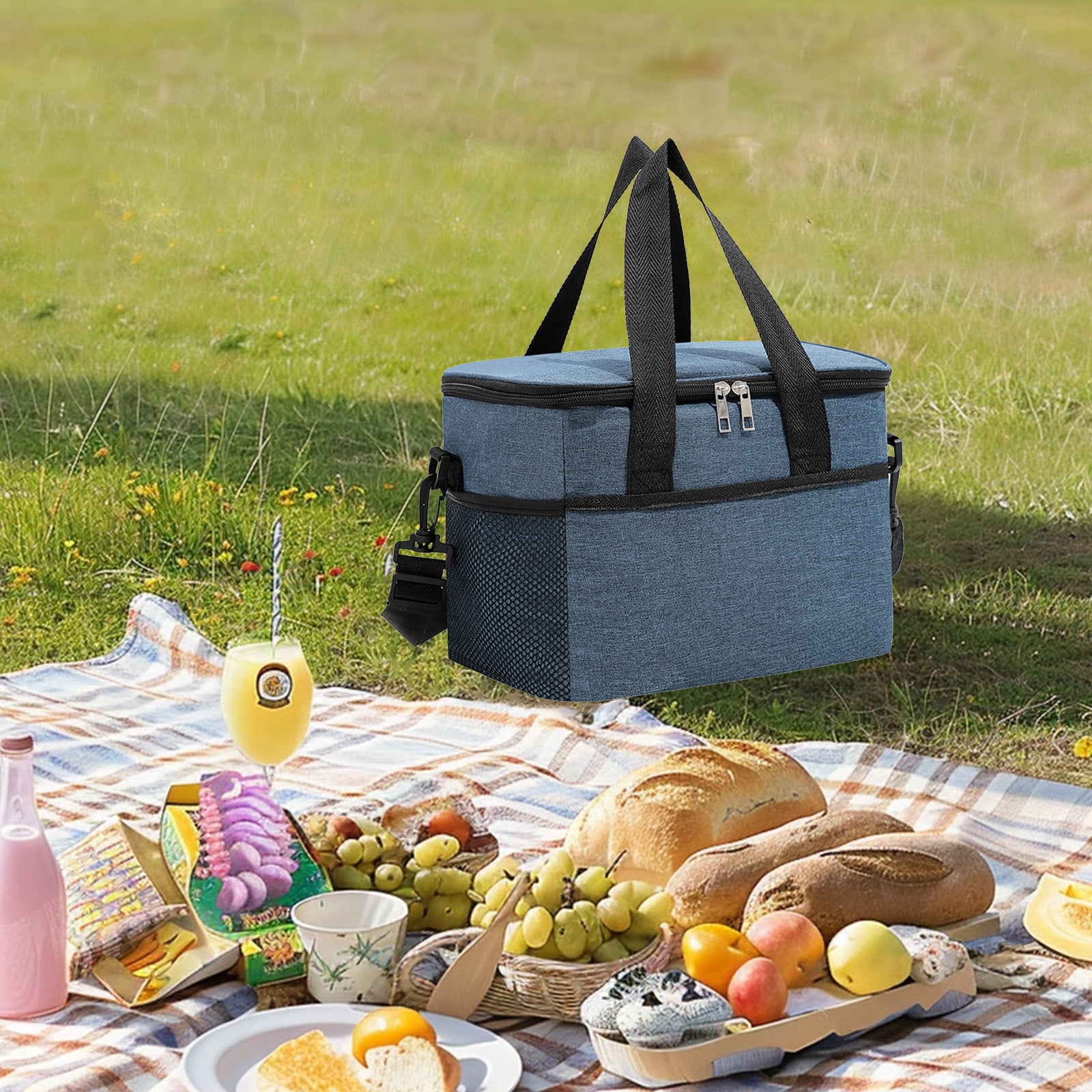 Online Only, Insulated Picnic Lunch Bag, Large Capacity Food Carrier ...