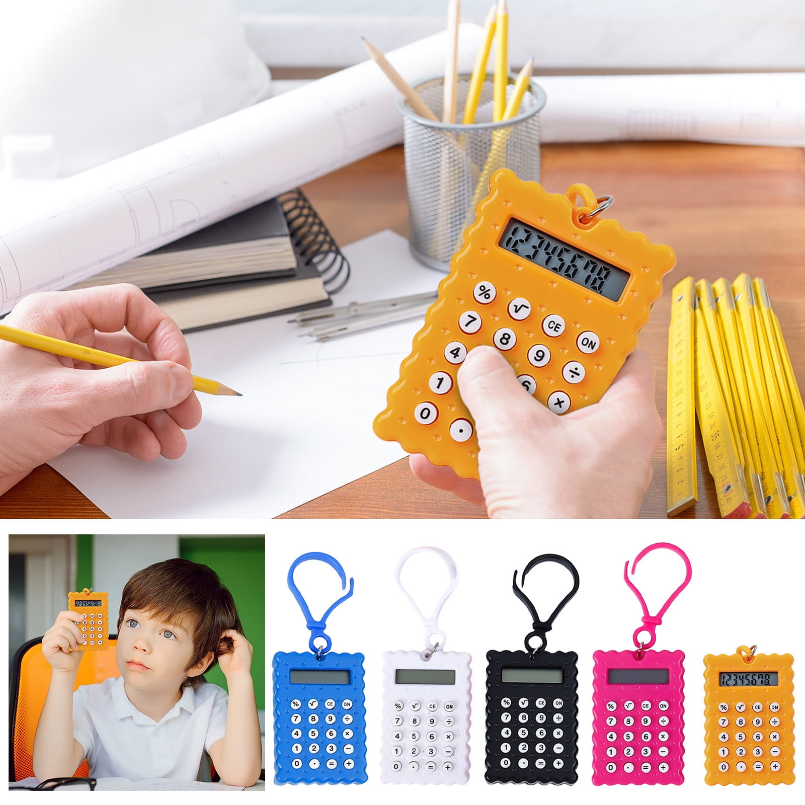 Online Only, Mini Calculator Keychain, Portable Cute Design, Exam-ready ...