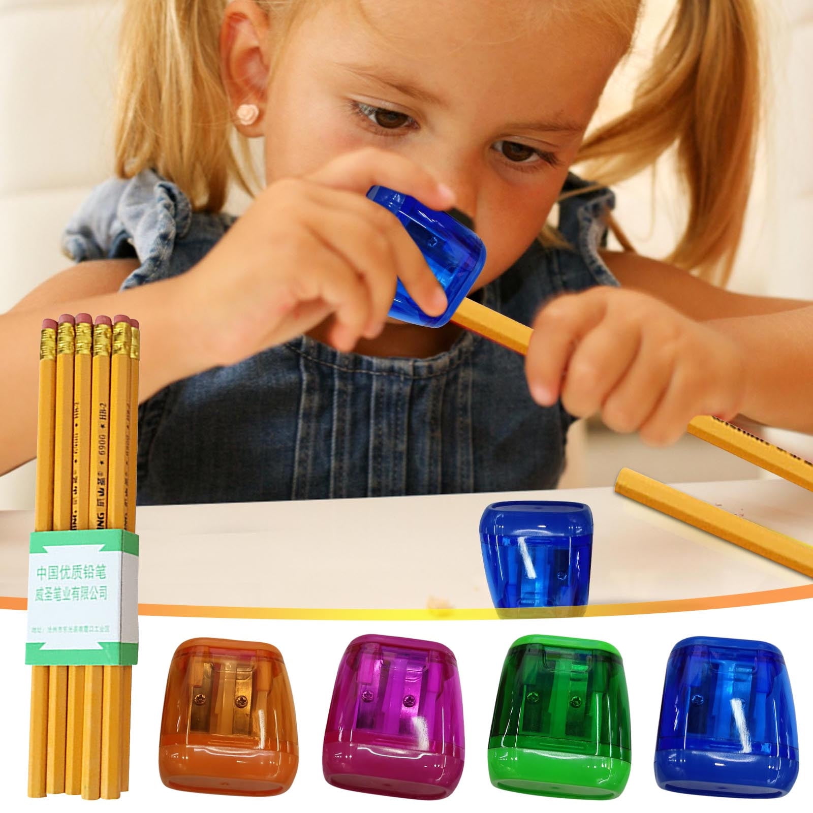 Online Only, Pencil Sharpener Set, Plastic Transparent Color Design ...