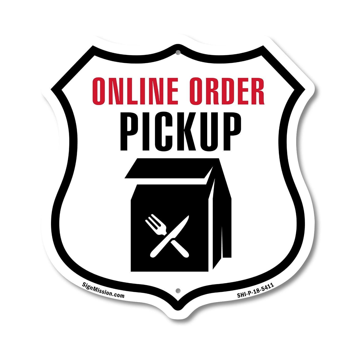 Online Order Pickup 6 inch X 6 inch Shield Shaped Commercial Grade ...