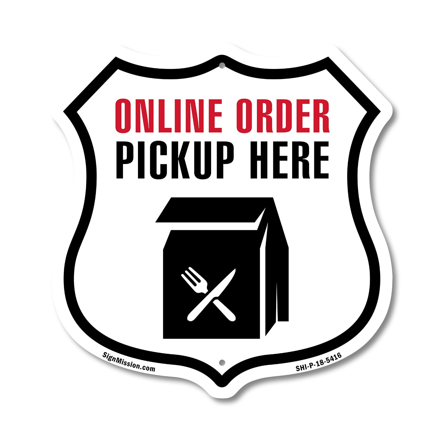 Online Order Pickup Here 12 inch X 12 inch Shield-Shaped Rust-Free ...