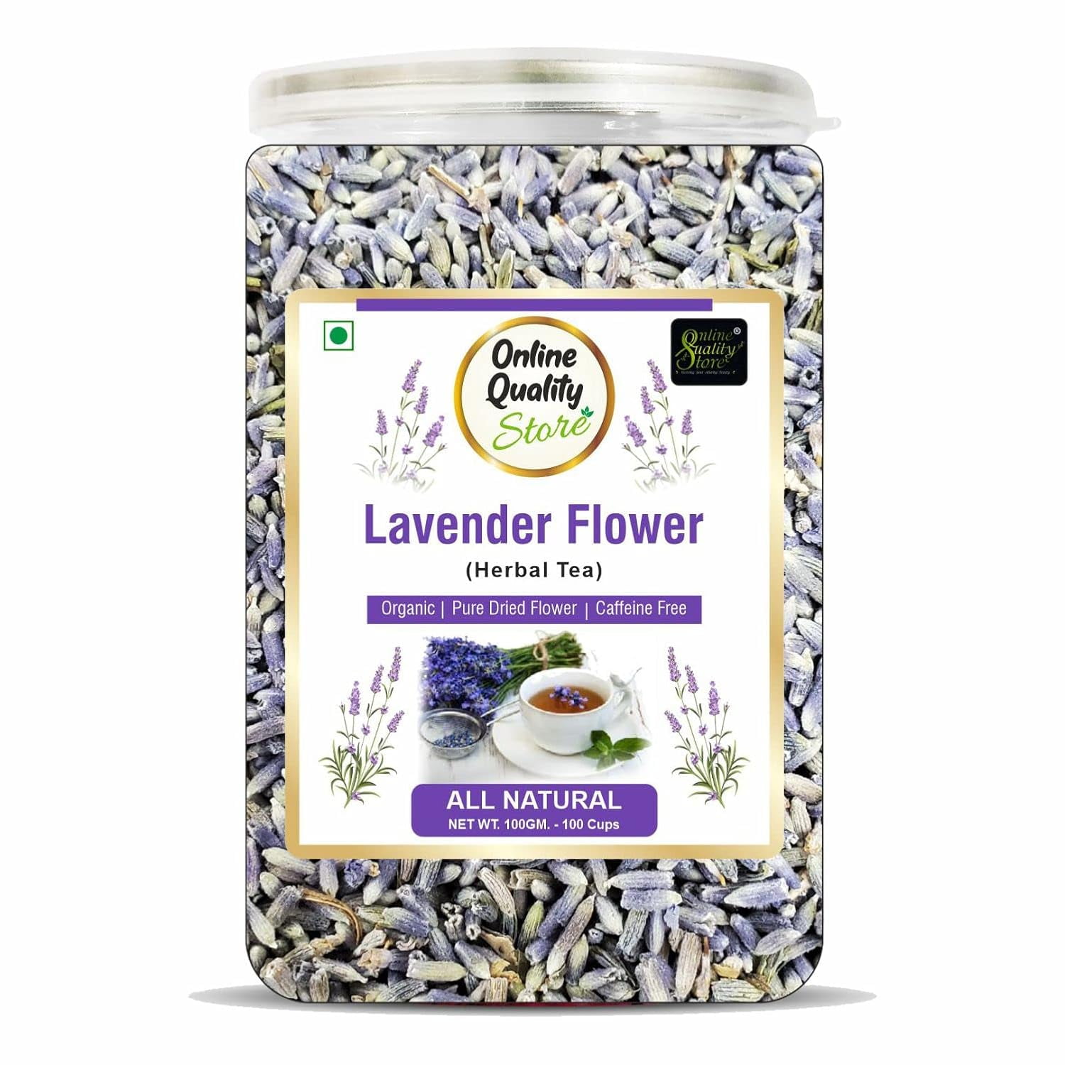 Online Quality Store Lavender Flower Herbal Tea - 100gm, 3.5 Ounce, 100 ...
