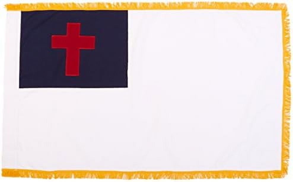 Online Stores Christian Flag with Indoor Pole Hem and Fringe Cotton, 3 ...