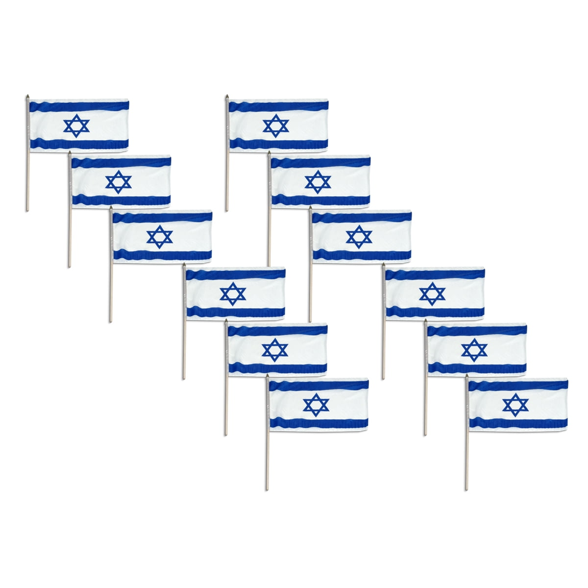 Super Tough Israel Stick Flag 12in x 18in - 12 PK, Mounted on 24in ...