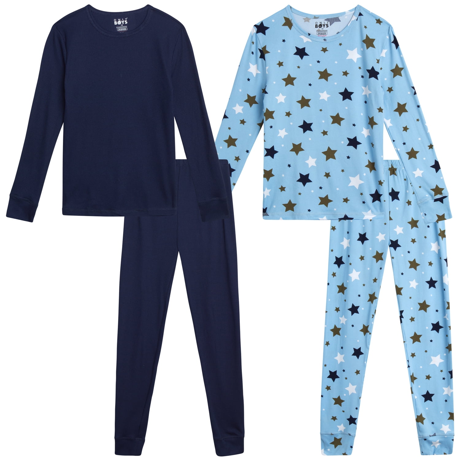 Only Boys Pajama Set - 4 Piece Snug Fit Long Sleeve Sleep Shirts and Pajama Pants for Boys (2T ...