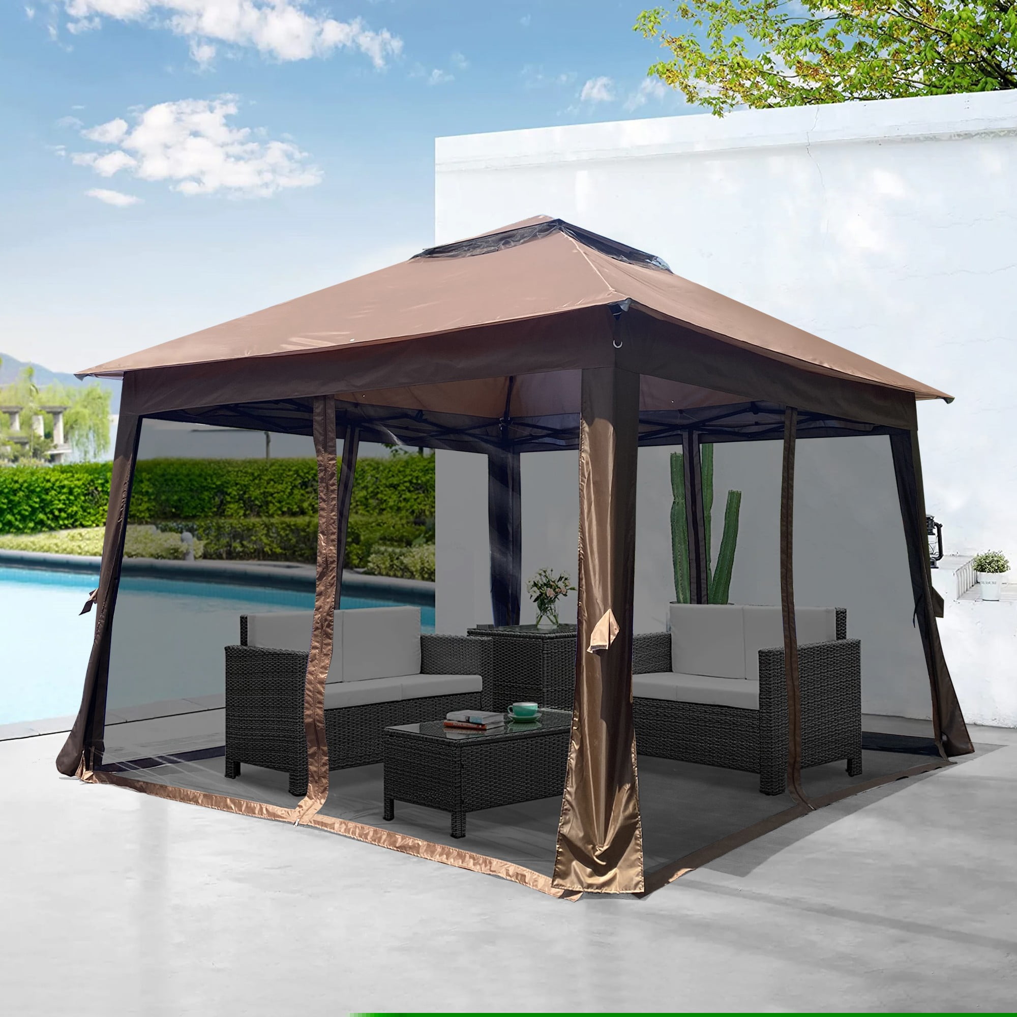 Only Choice Outdoor 11x 11 Ft 2-Tier Soft Top Pop Up Gazebo Canopy with ...