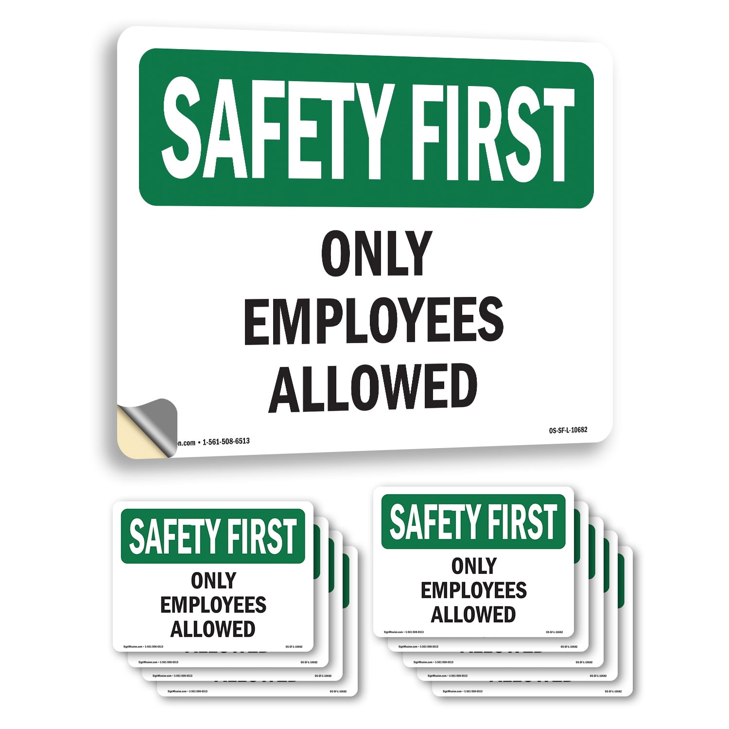 Only Employees Allowed OSHA SAFETY FIRST Vinyl Decal Label 10 Inch x 7 ...