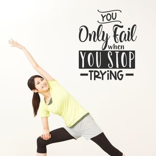 Only Fail When Stop Trying Inspirational Quote Wall Art - Motivating ...