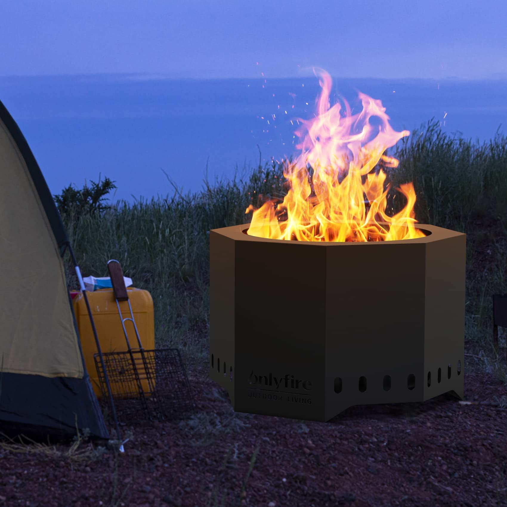 "Only Fire 26"" Smokeless Wood Burning Fire Pit, Portable for Camping ...