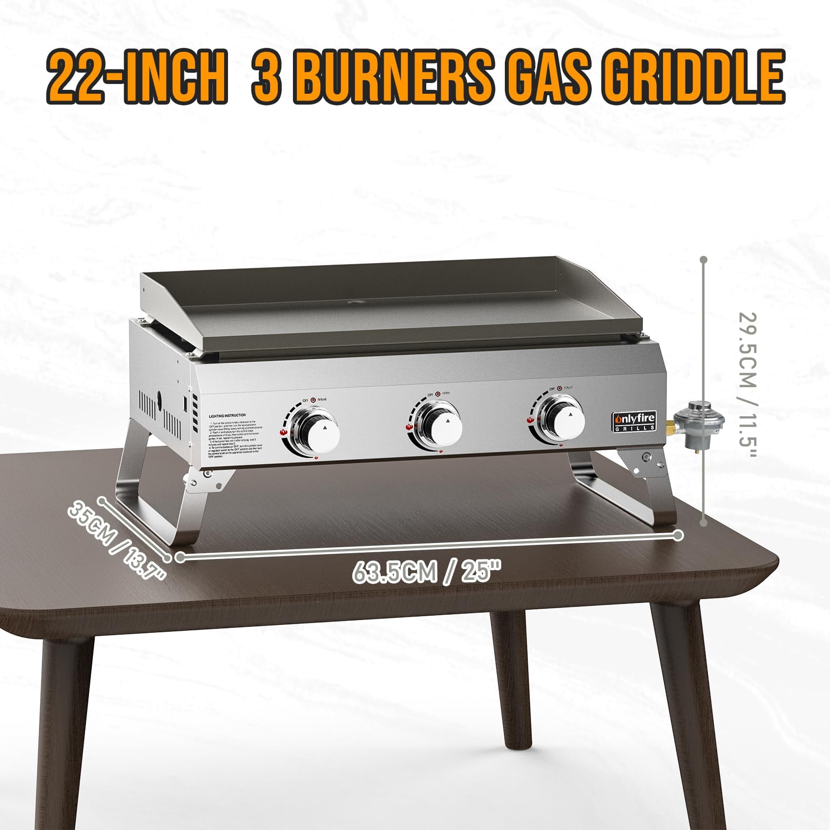 Only Fire 3 Burners Propane Gas Griddle Outdoor Flat Top Portable Grill ...