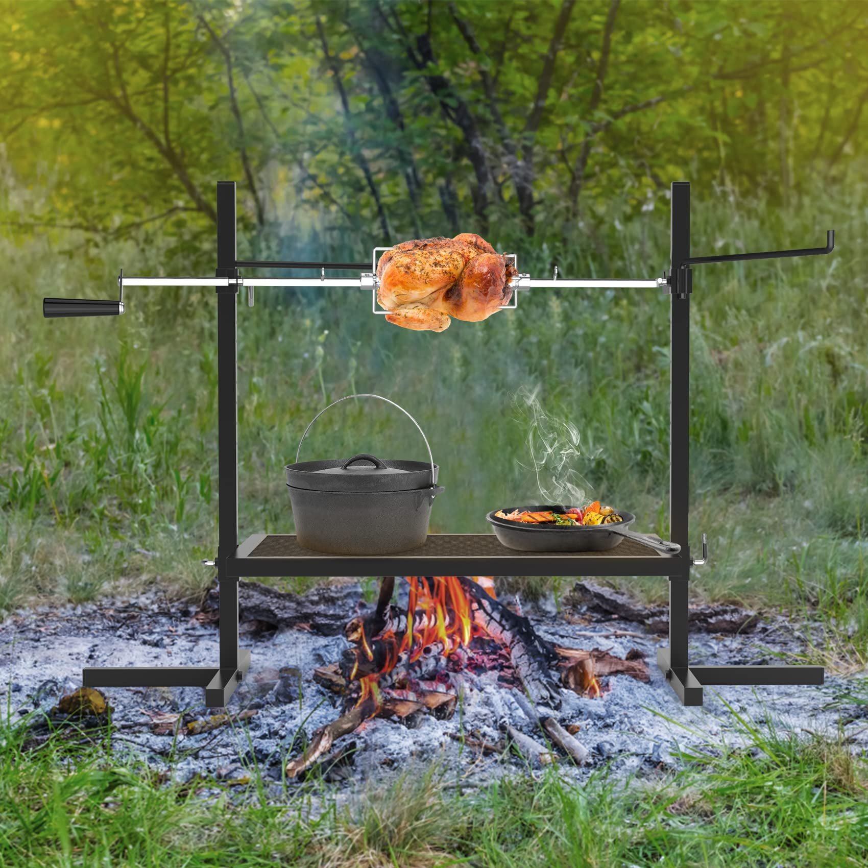 Only Fire Adjustable Rotisserie Grill, over Fire Camp Grill Alloy Steel ...