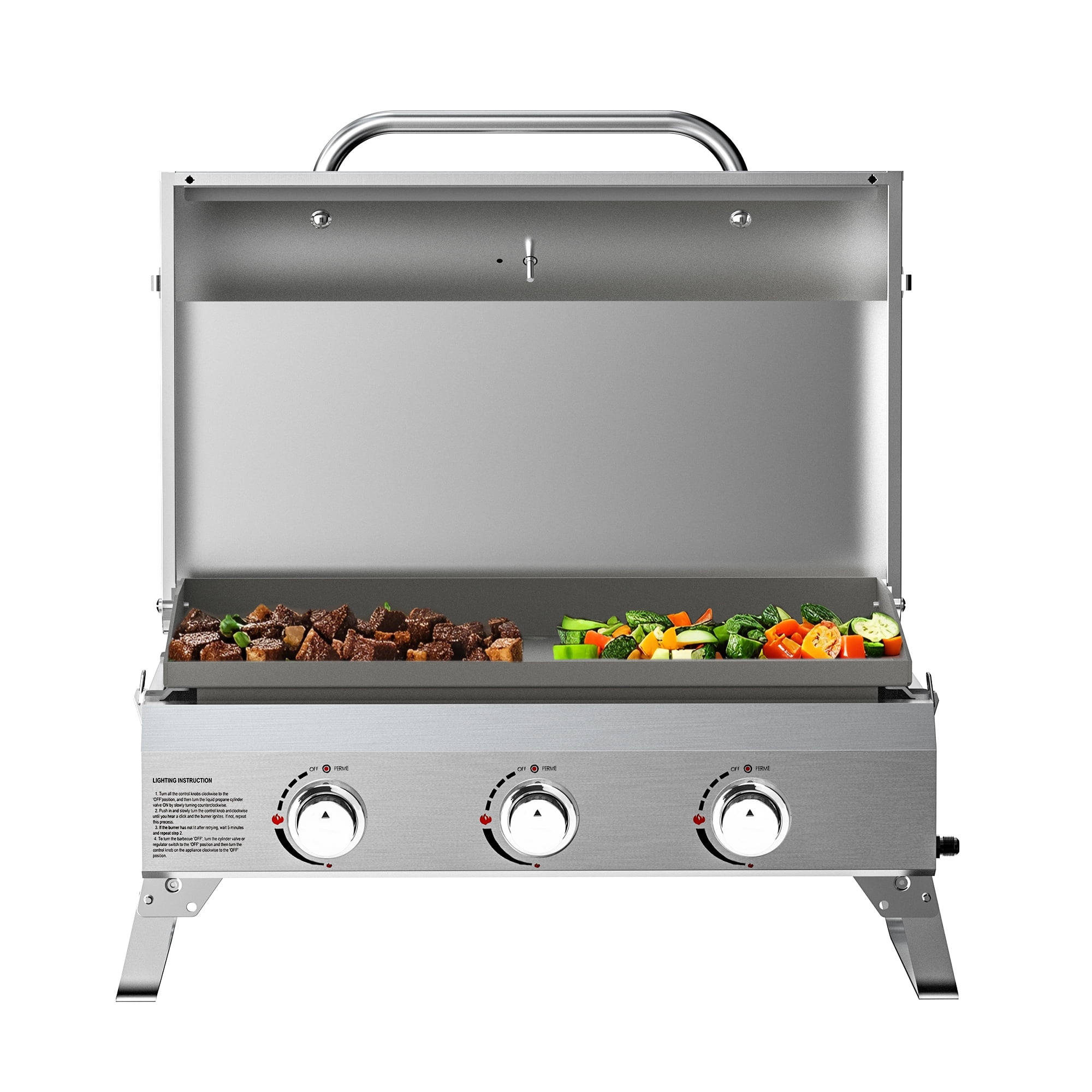 Only Fire Outdoor Grill Flat Top 3-Burner 24" Portable Propane Gas ...
