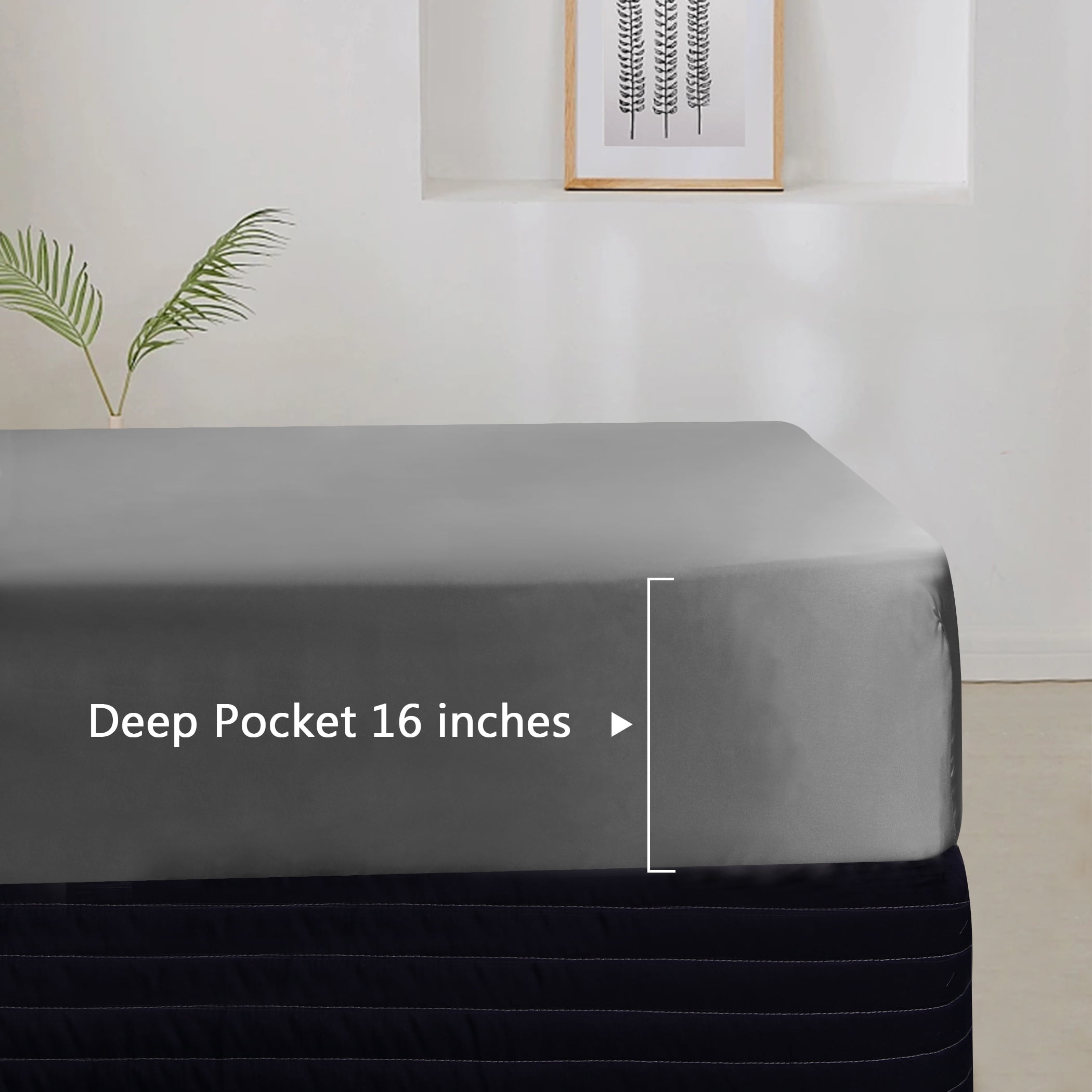 Only Fitted Sheet with Secure Elastic Deep Pocket Only,Luxury Silky ...