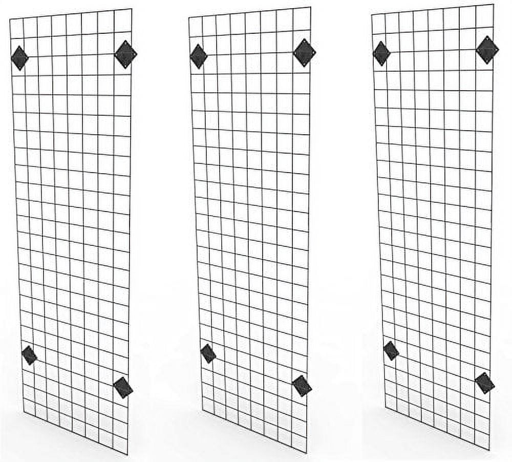 Only Garment Racks 2' x 6' Black Wire Grid Panel Wall Display - Grid ...