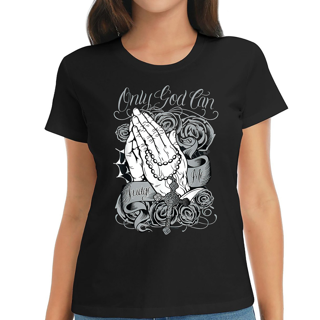 Only God Can Judge Me Chicano Low Rider Graphic Art Tees T-Shirt ...