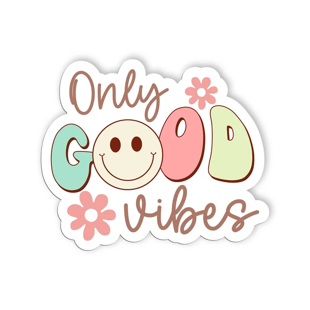 Only Good Vibes Stickers Positive Quotes Stickers Phone Decal Water ...