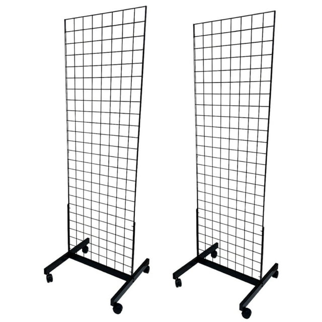 Only Hangers Black 2' x 6' Heavy Duty Rolling Gridwall Display Panels ...