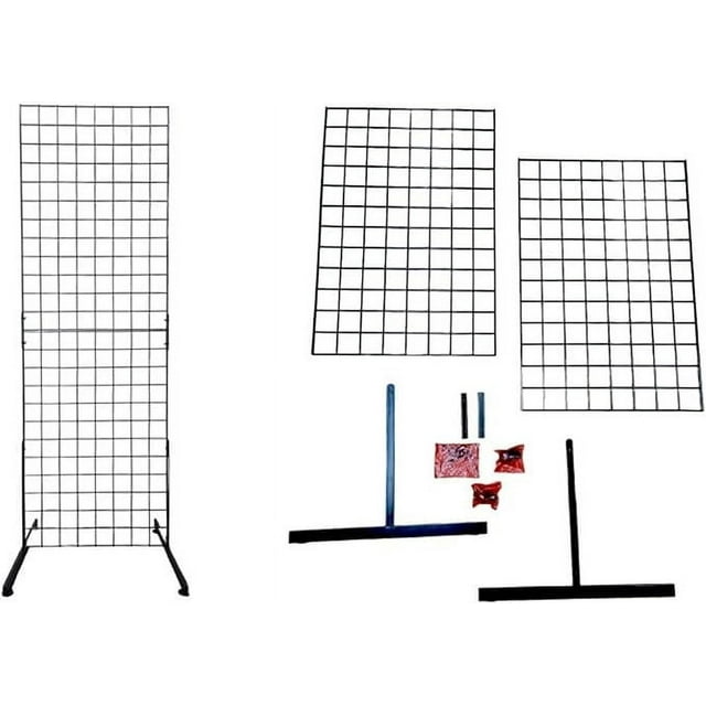 Only Hangers Black Collapsible/Portable 2' x 6' Heavy Duty Gridwall Art ...