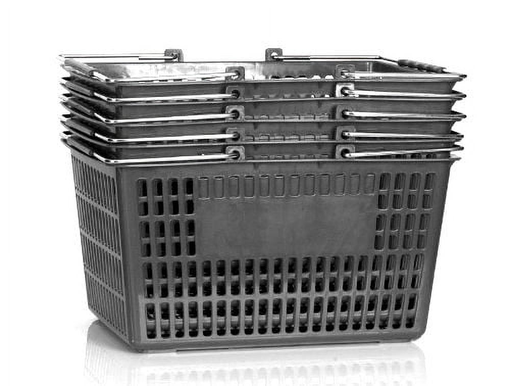 Only Hangers Set of 6 Black Plastic Shopping Baskets with Chrome ...