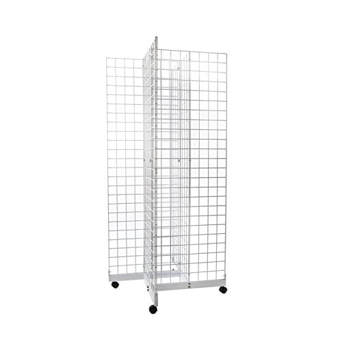 Only Hangers White 4-Way Wire Grid Tower with Base and Casters - 2' x 6 ...