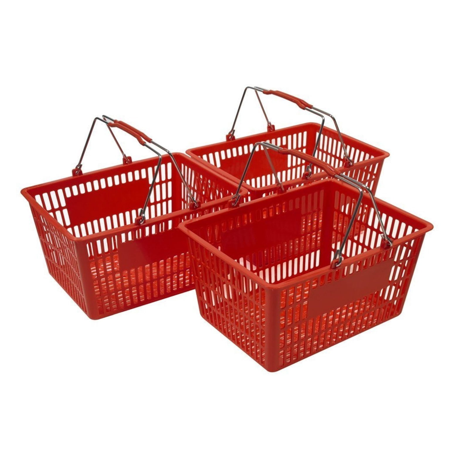 Only Holds Shopping Baskets Set of 3 Red Baskets with Wire Handles ...