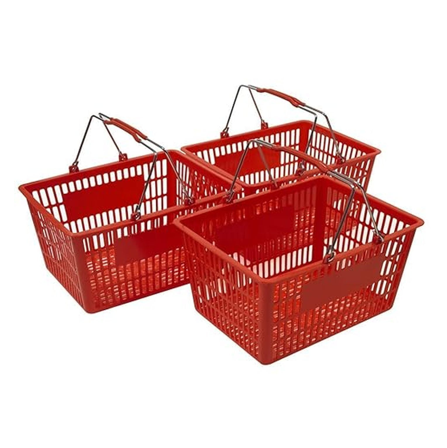 Only Holds Shopping Baskets Set of 3 Red Baskets with Wire Handles ...