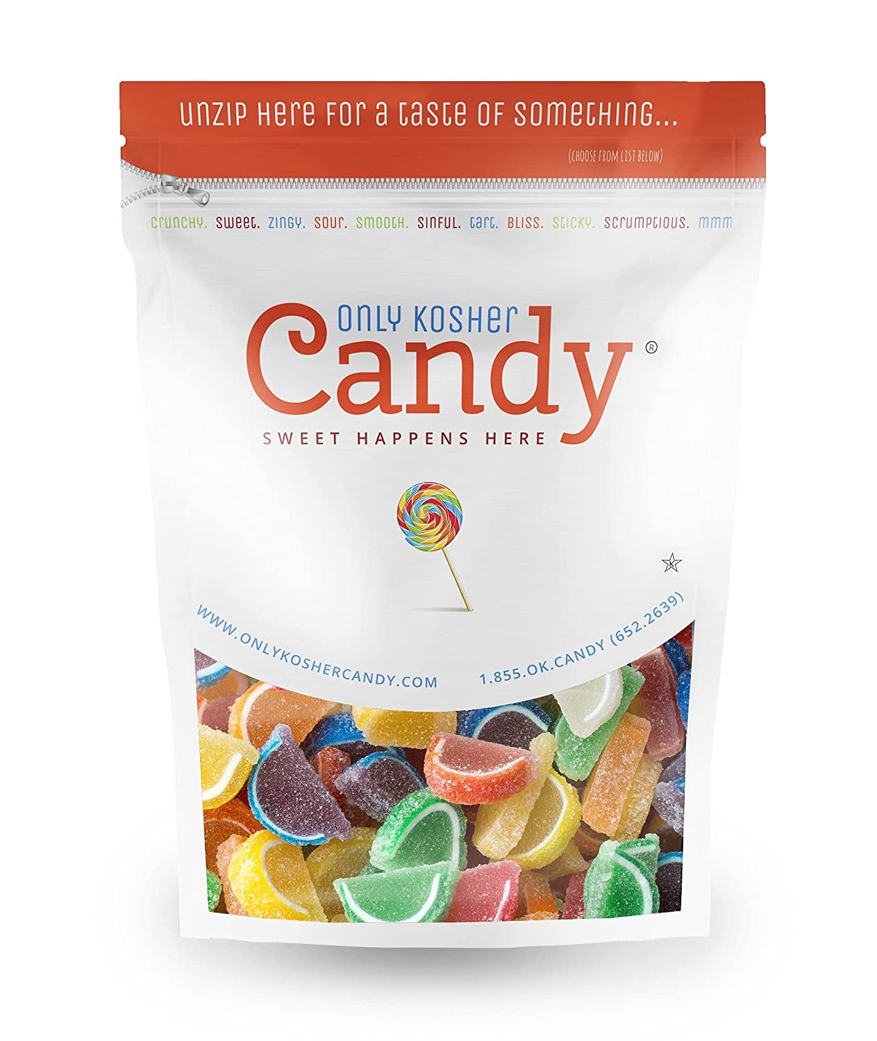 Only Kosher Candy Assorted Flavor Semicircle Small Fruit Slices Jelly ...