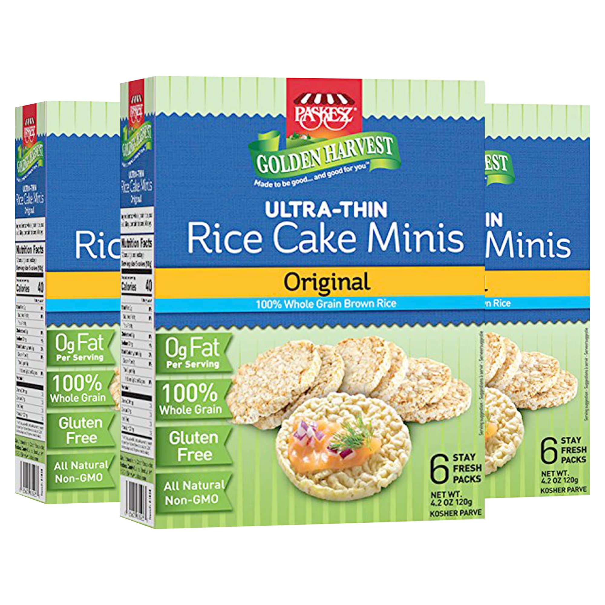 Paskesz Rice Cakes Ultra-Thin Wholegrain Brown Gluten Free Minis with ...
