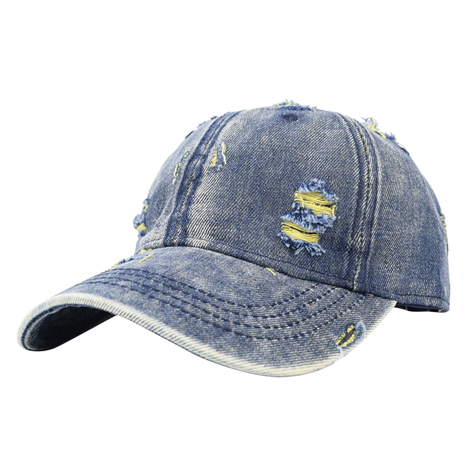 Only Moment Dark Blue Ripped Trucker Hat Baseball Cap for Men Women ...