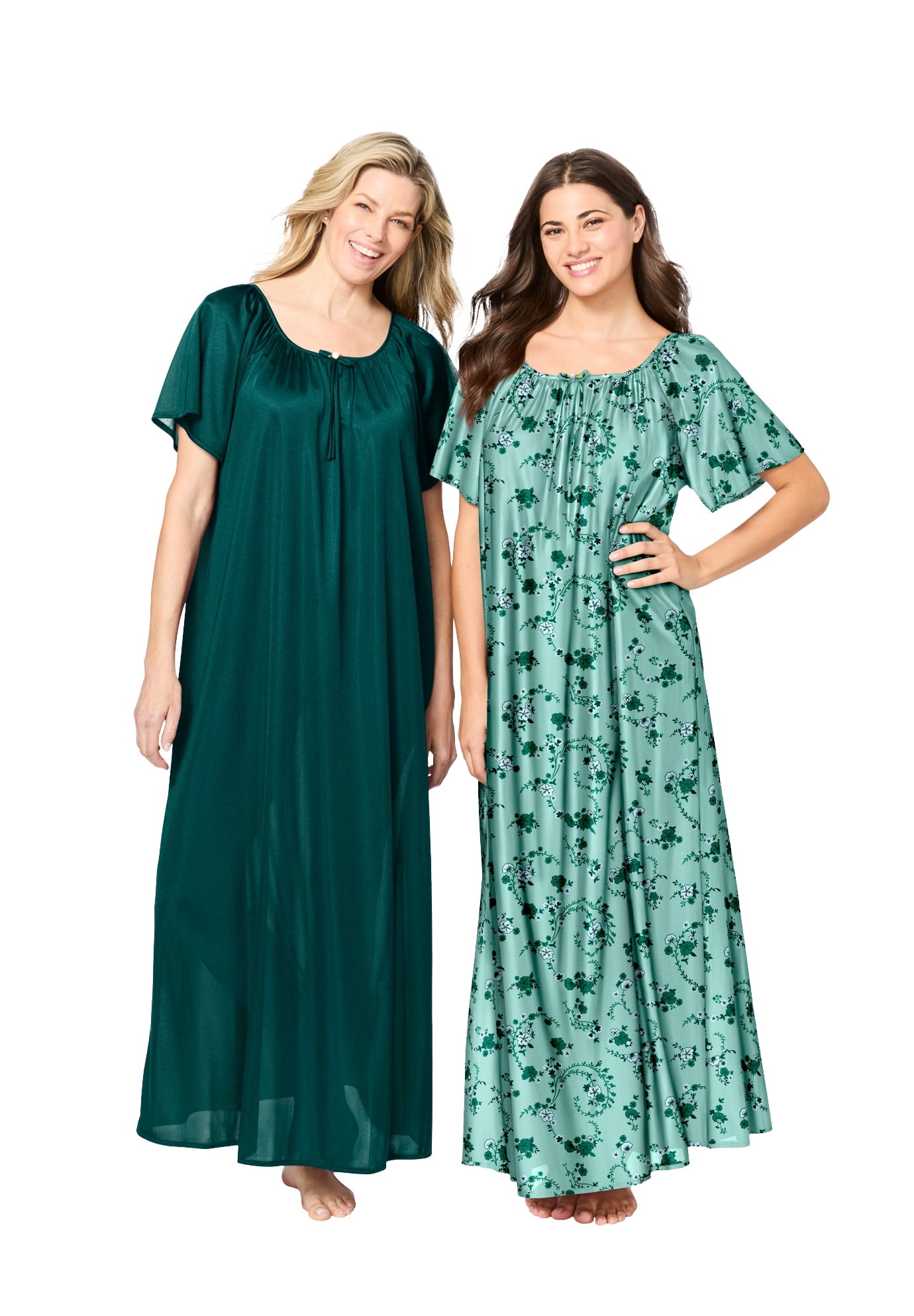 Only Necessities Plus Size 2-Pack Long Silky Gown - Walmart.com