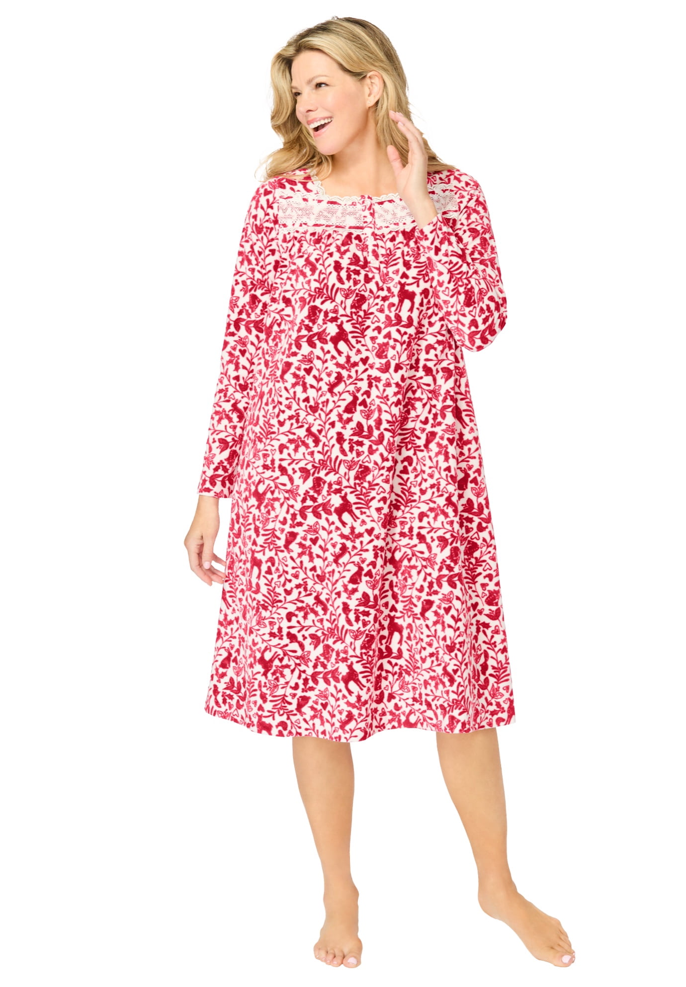 Only Necessities Plus Size Long-Sleeve Gown - Walmart.com
