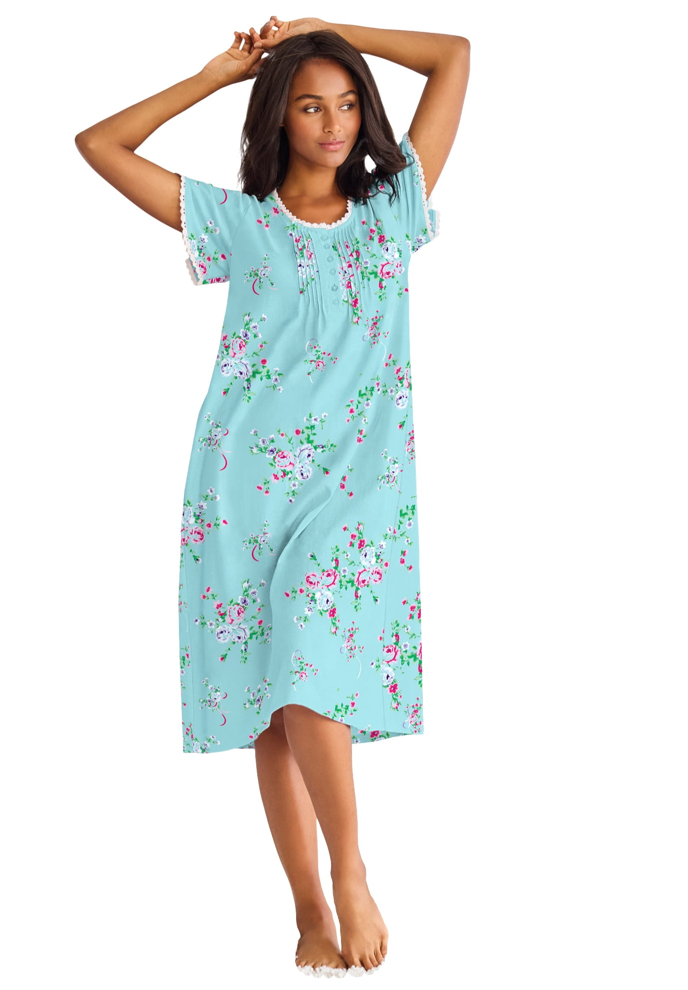 Only Necessities Plus Size Short Pintuck Knit Gown - Walmart.com