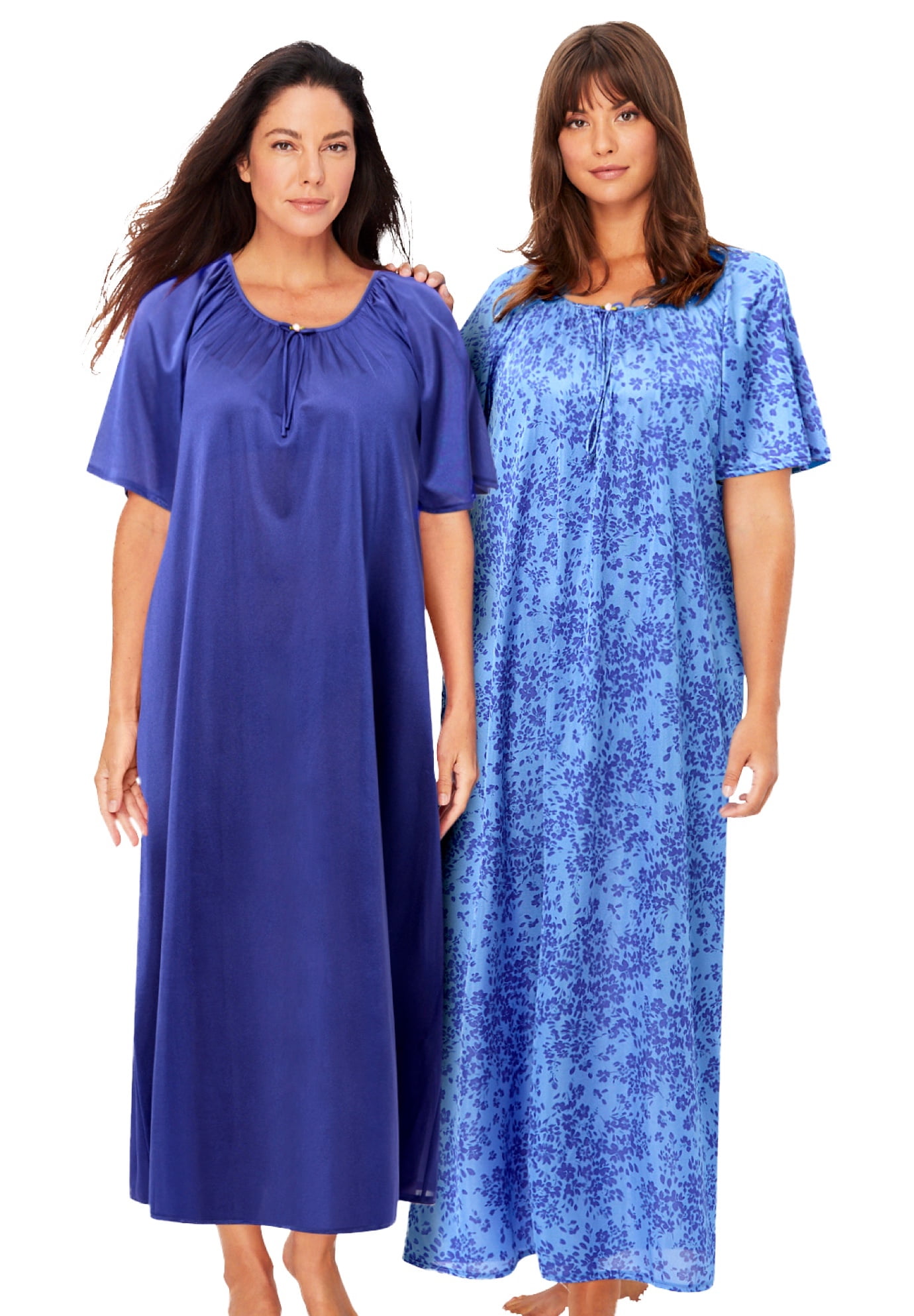 Only Necessities Women's Plus Size 2-Pack Long Silky Gown - 5X, Ultra ...