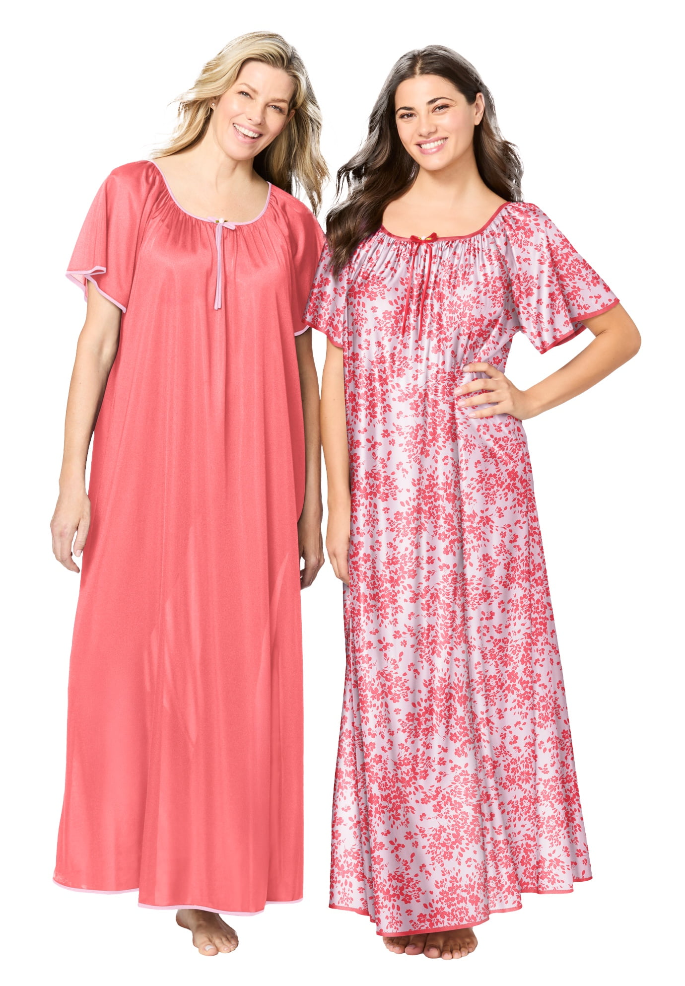 Only Necessities Plus Size 2-Pack Long Silky Gown - Walmart.com