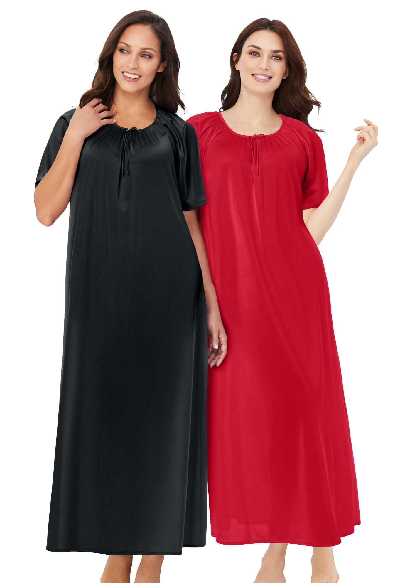 Only Necessities Plus Size 2-Pack Long Silky Gown - Walmart.com