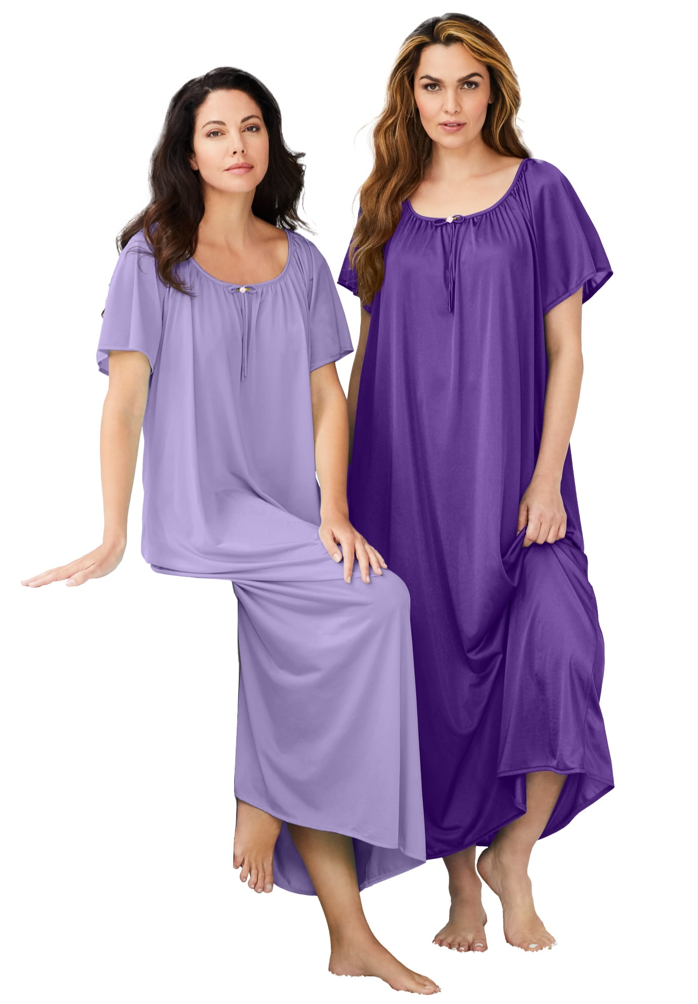 Only Necessities Women's Plus Size 2-Pack Long Silky Gown - Walmart.com