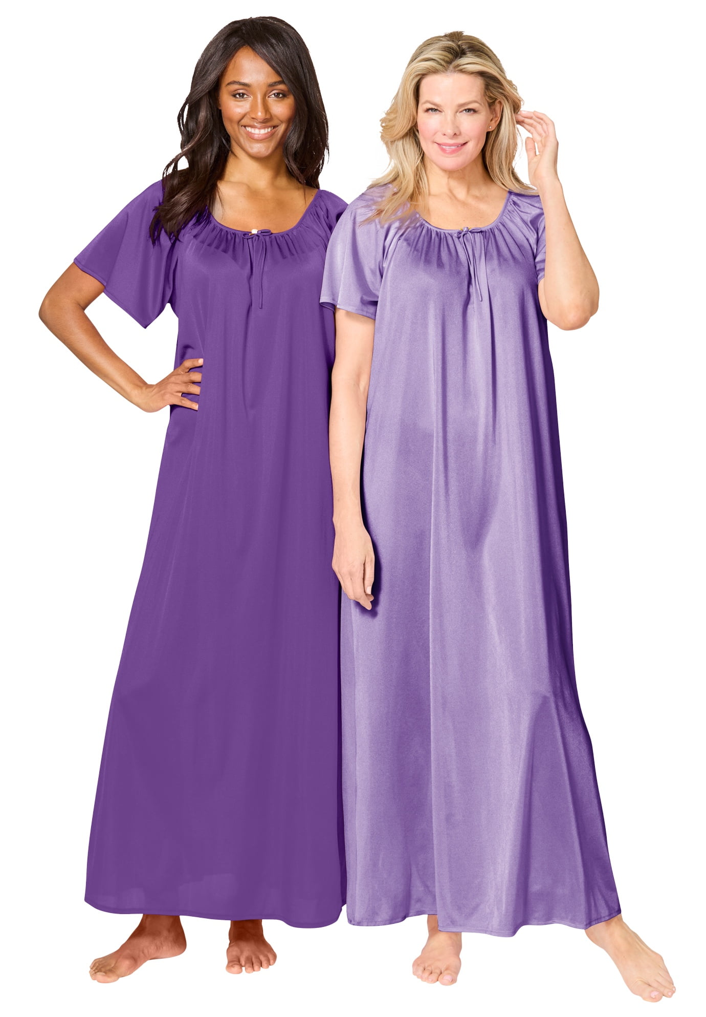 Only Necessities Plus Size 2-Pack Long Silky Gown - Walmart.com